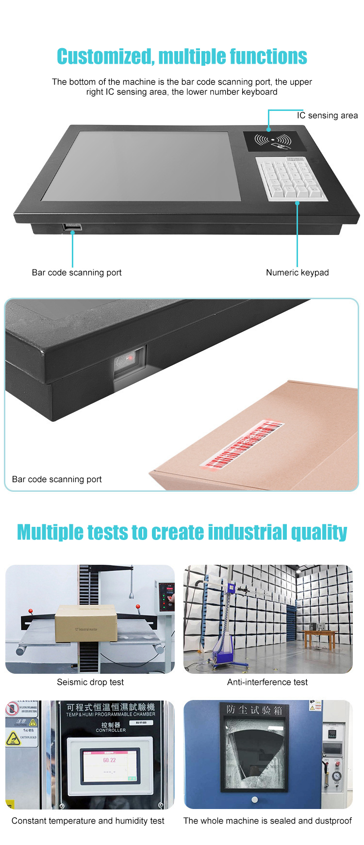 GK150Z1.HF-3B keyboard and IC reader 15 inch resistive touch computer all in one computer touch ...